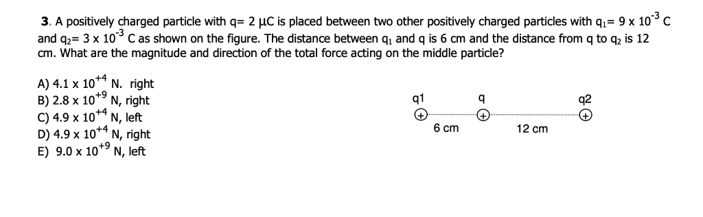 Solved 3 . A positively charged particle with q 2 C is | Chegg.com