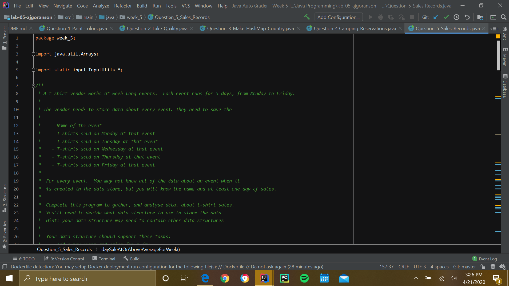 package week_5; import java.util.Arrays; import | Chegg.com