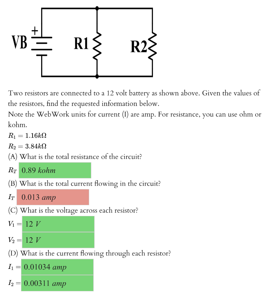 Solved Two resistors are connected to a 12 volt battery as | Chegg.com