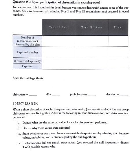 Question #3: Equal participation of chromatids in | Chegg.com