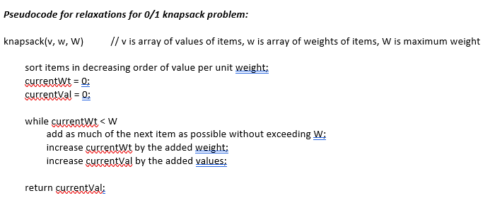 Solve the following 0-1 knapsack problem using the | Chegg.com