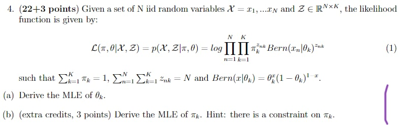 Solved 4. (22+3 points) Given a set of N iid random | Chegg.com