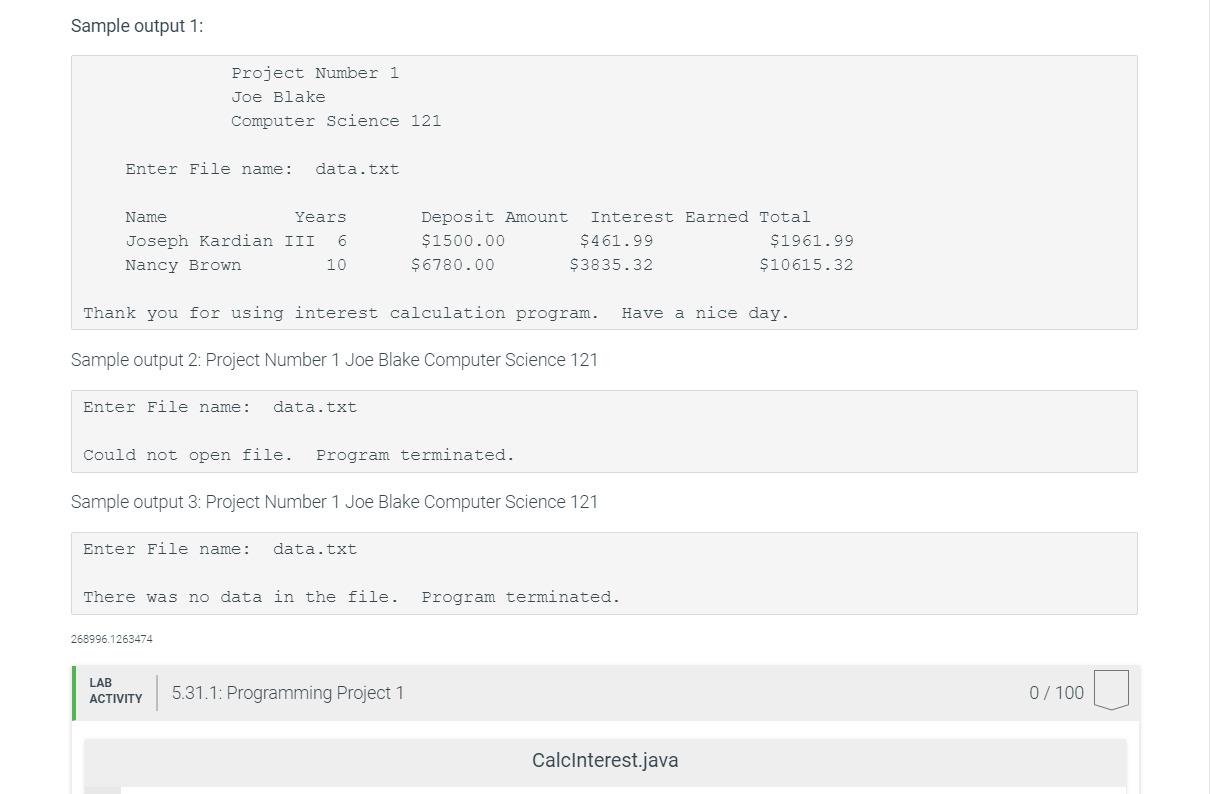 Programming Project 1 This assignment is to read from | Chegg.com