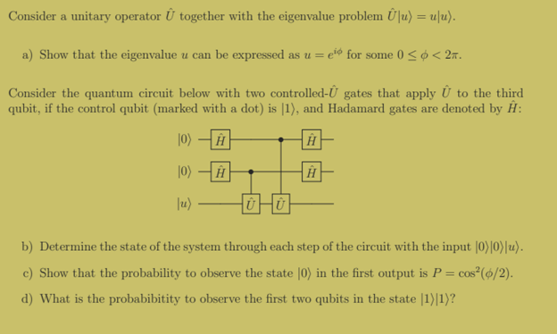 Solved Consider a unitary operator û together with the | Chegg.com