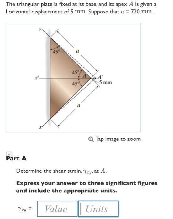 Solved The triangular plate is fixed at its base, and its | Chegg.com