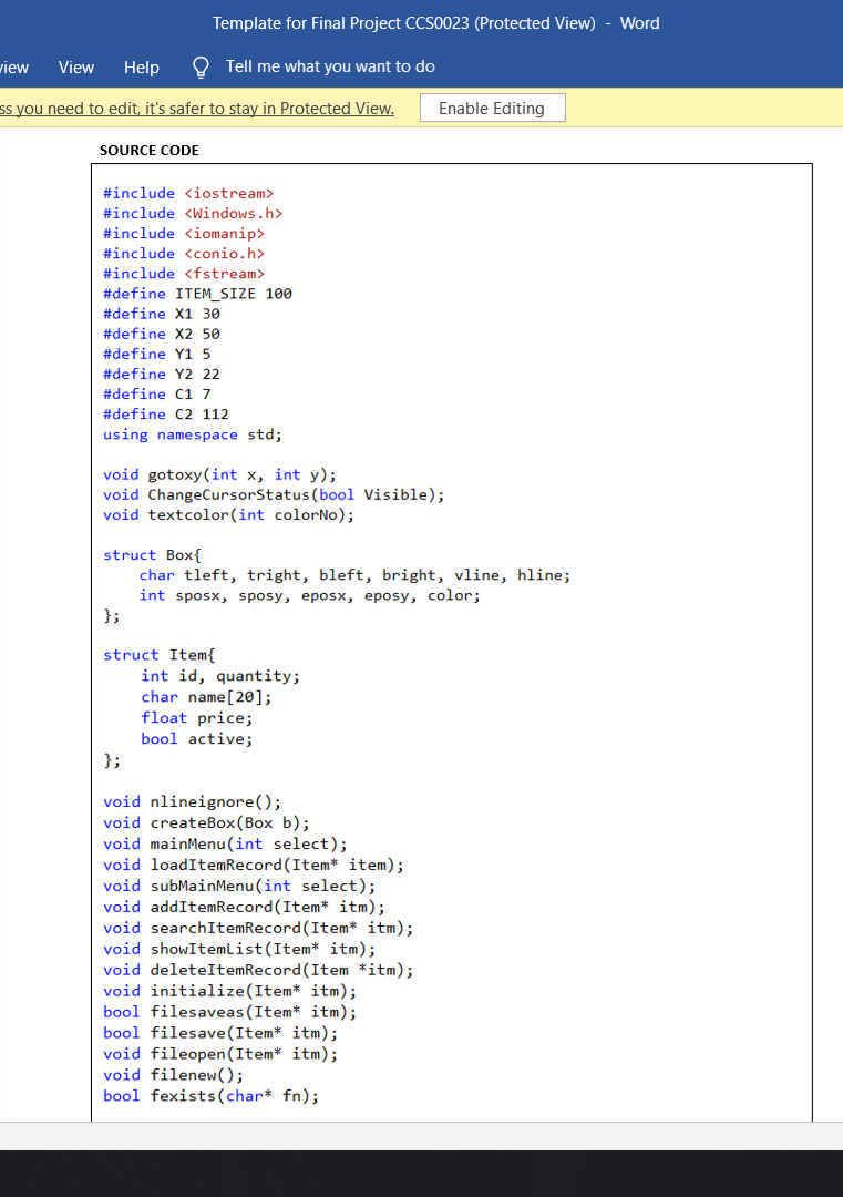 Template for Final Project CCS0023 (Protected View) - | Chegg.com