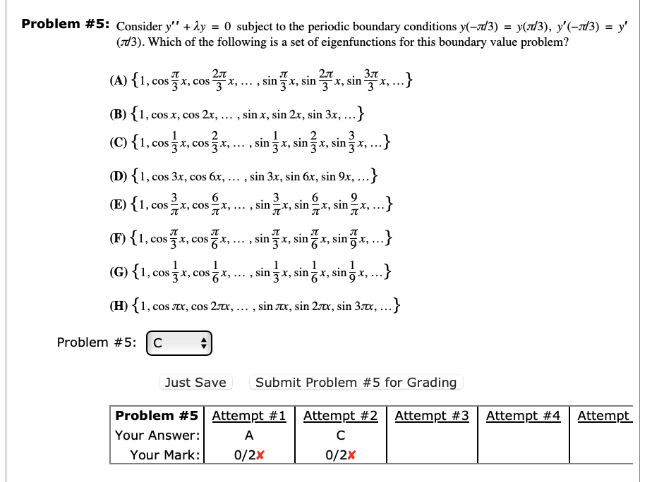 Solved Problem #5: Consider y''+λy=0 ﻿subject to ﻿the | Chegg.com