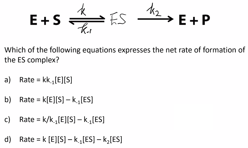 Solved E+Sk−1⇌kFS k2E+P Which of the following equations | Chegg.com