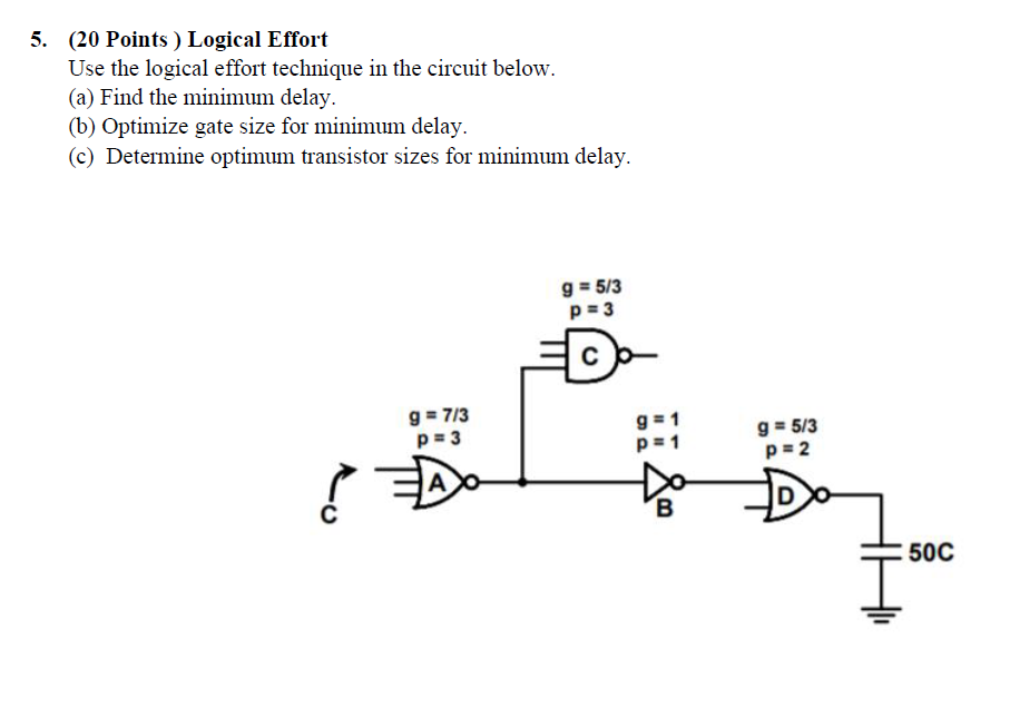 5. (20 Points ) Logical Effort Use the logical effort | Chegg.com
