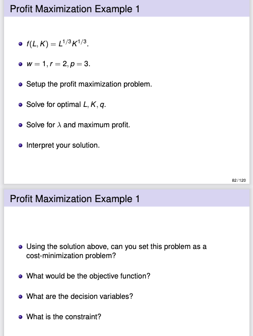 Solved Profit Maximization Example | Chegg.com