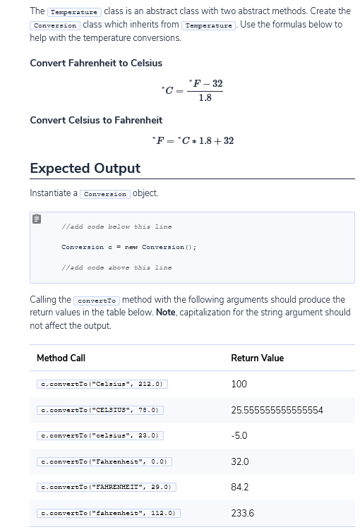 Solved The Temperature class is an abstract class with two | Chegg.com