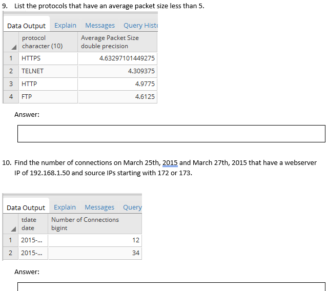 Solved 9. List the protocols that have an average packet | Chegg.com