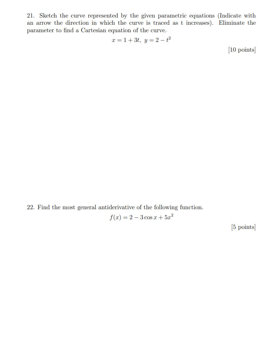 Solved 21. Sketch the curve represented by the given | Chegg.com
