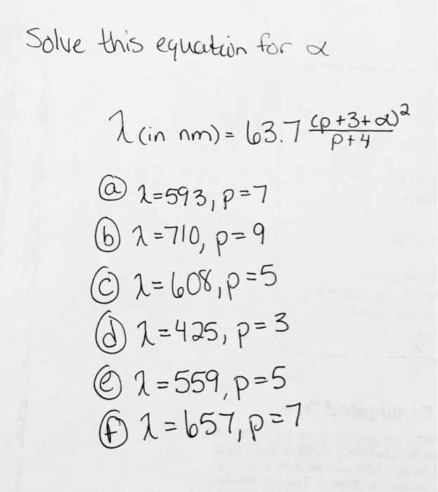 Solved Solve this equation for alpha lambda (in mm) = 63.7 | Chegg.com