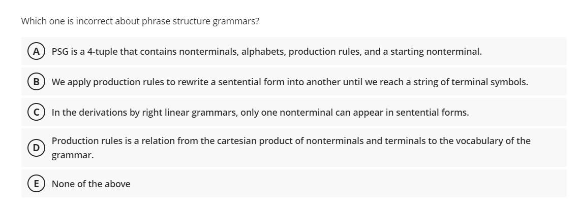 Solved Which one is incorrect about phrase structure | Chegg.com