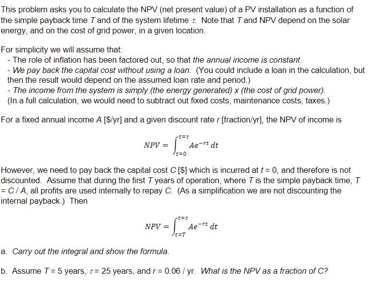 This problem asks you to calculate the NPV (net | Chegg.com