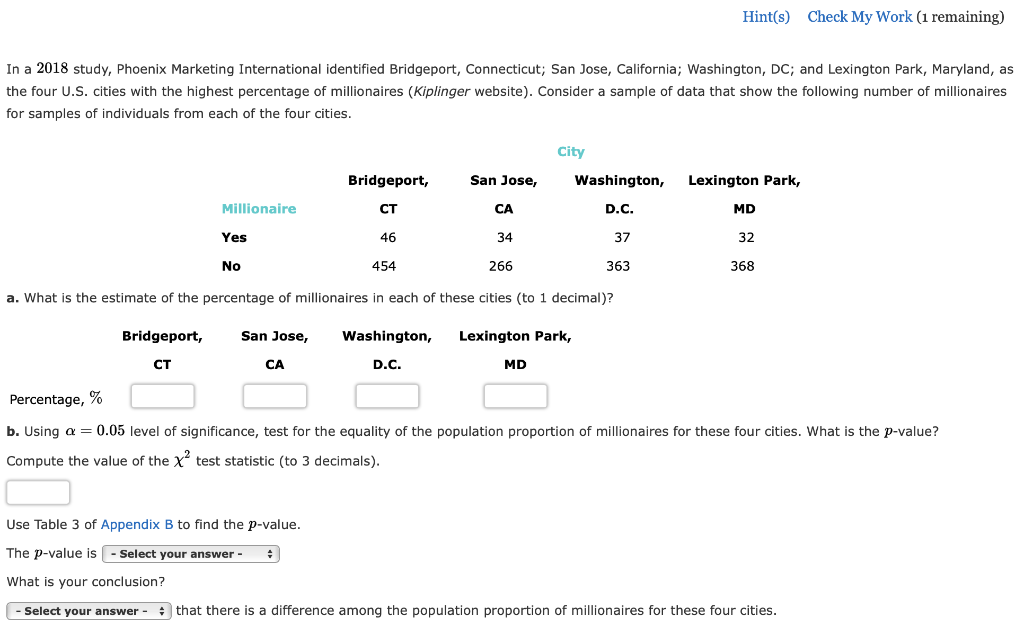 Solved Hint(s) Check My Work (1 remaining) In a 2018 study, | Chegg.com