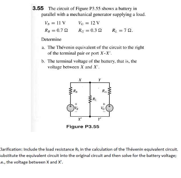 Solved 3.55 The circuit of Figure P3.55 shows a battery in | Chegg.com