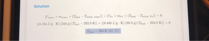 Solved How is the math done to equal 294 kelvin as the final | Chegg.com