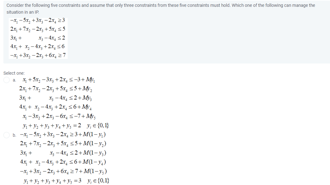 Solved Consider the following five constraints and assume | Chegg.com