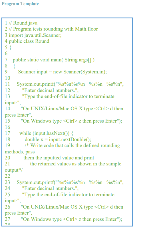 Solved Problem 1: (Rounding Numbers) The method Math.floor | Chegg.com