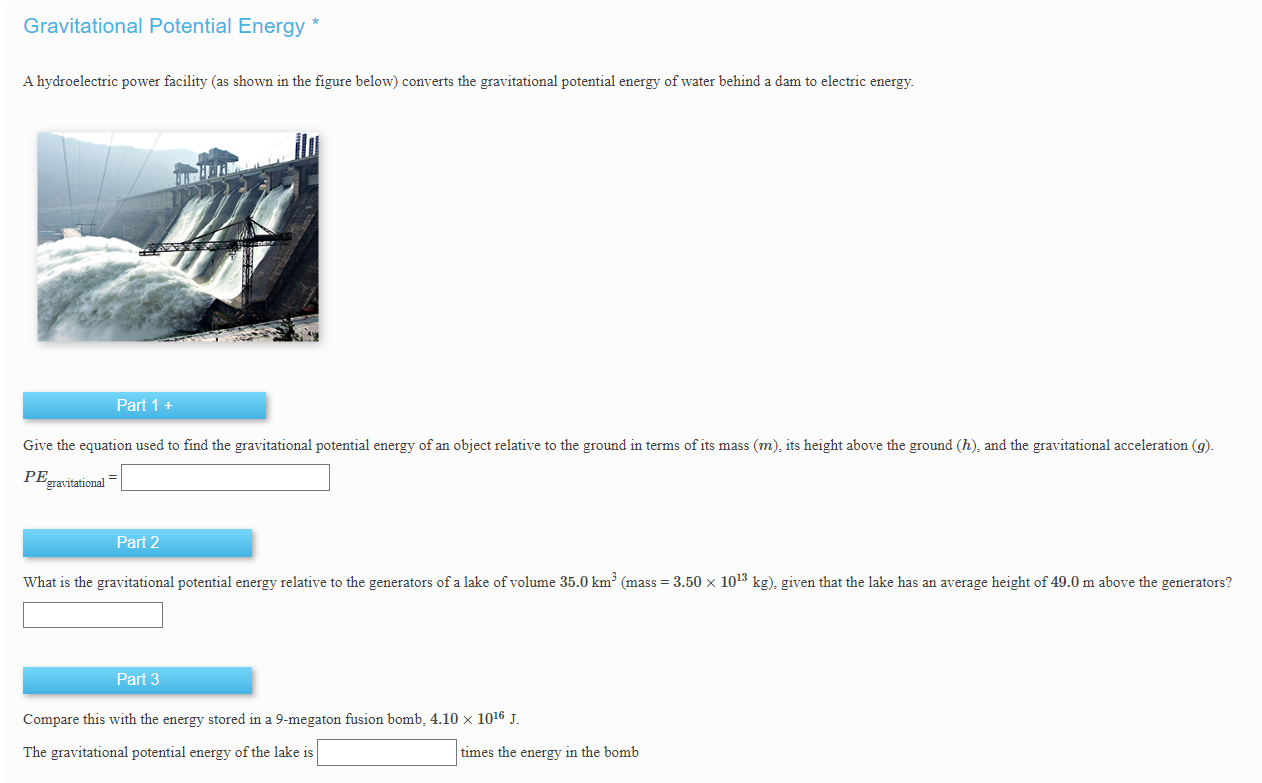 Solved Gravitational Potential Energy * A hydroelectric | Chegg.com