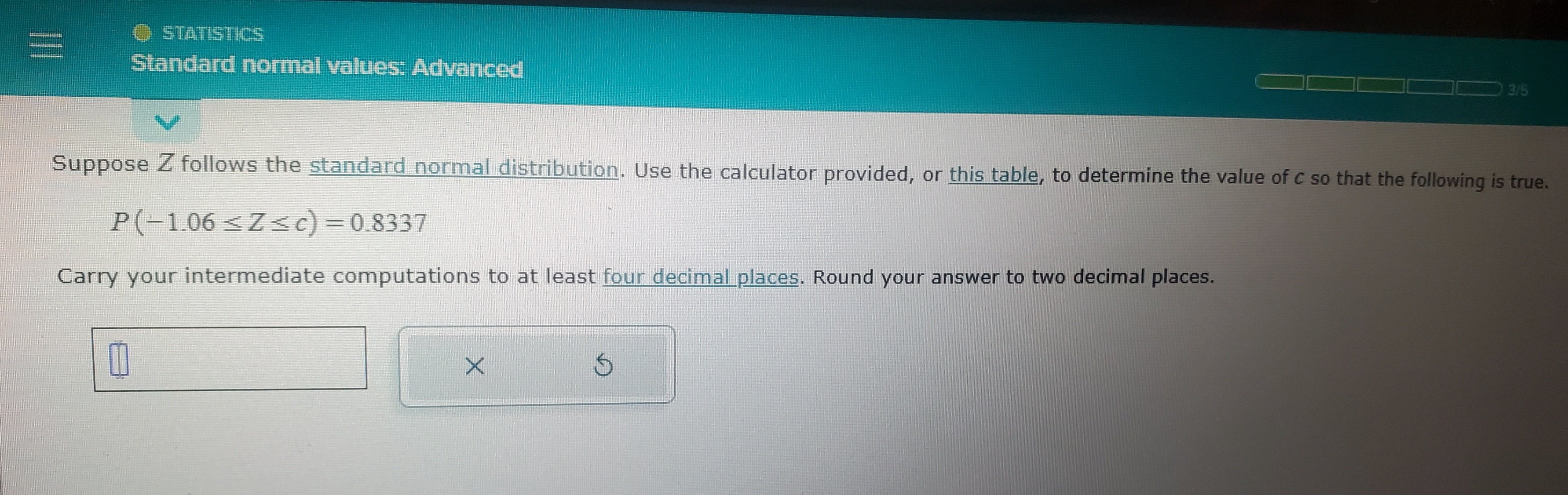 Solved Suppose Z follows the standard normal distribution. | Chegg.com