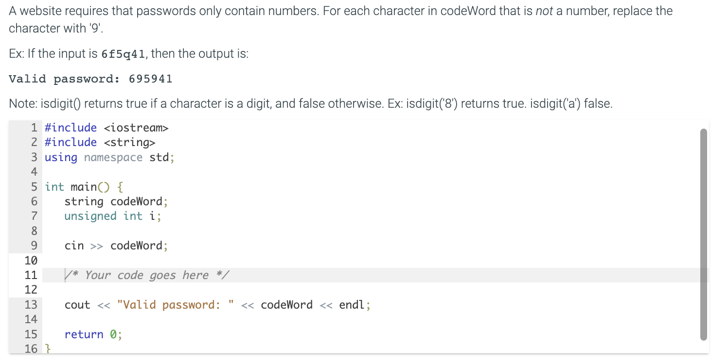Solved A website requires that passwords only contain | Chegg.com