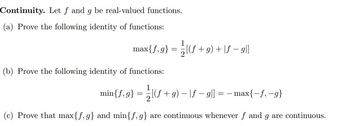 Solved Continuity. Let f and g be real-valued functions. (a) | Chegg.com