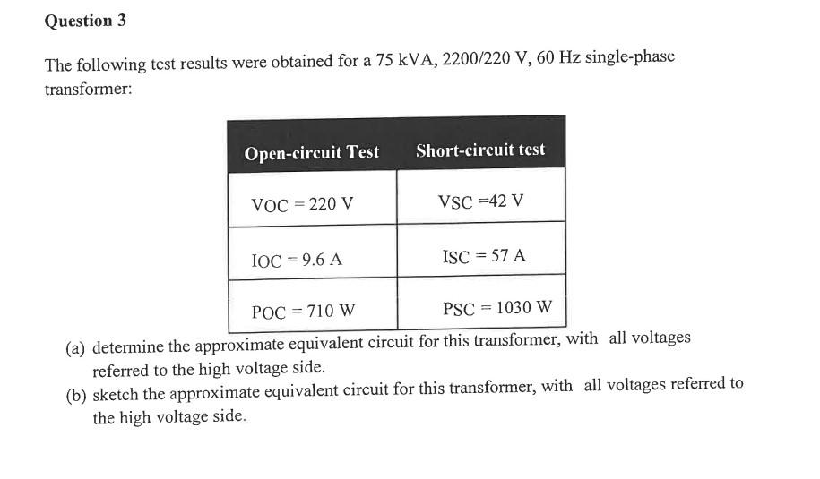 Solved Question 3 The following test results were obtained | Chegg.com
