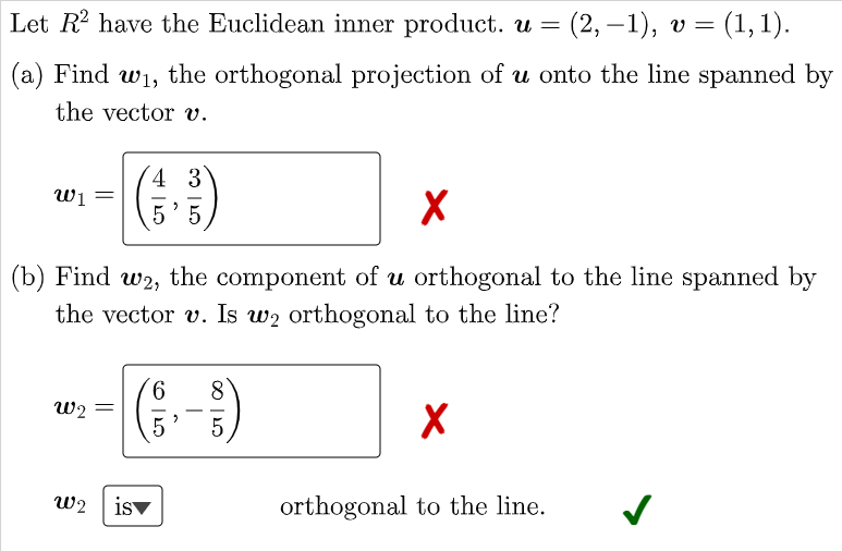 Solved Let R2 have the Euclidean inner product. u= = (2,−1), | Chegg.com
