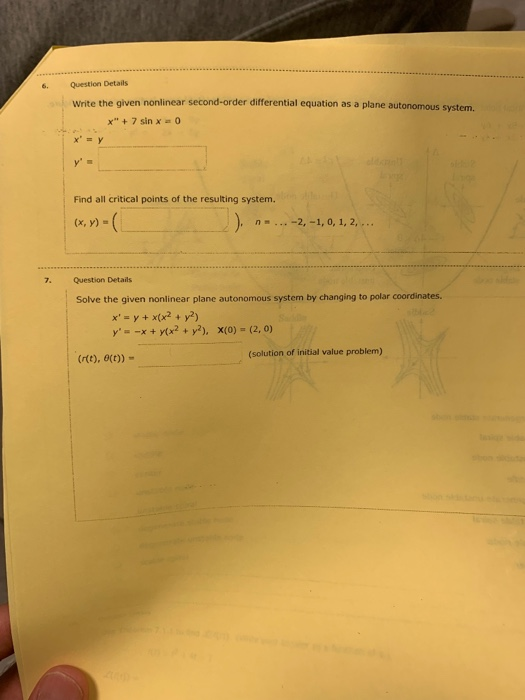 Solved 6. Question Details Write the given nonlinear | Chegg.com