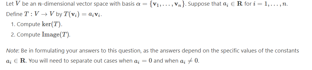 Solved Let V be an n-dimensional vector space with basis | Chegg.com