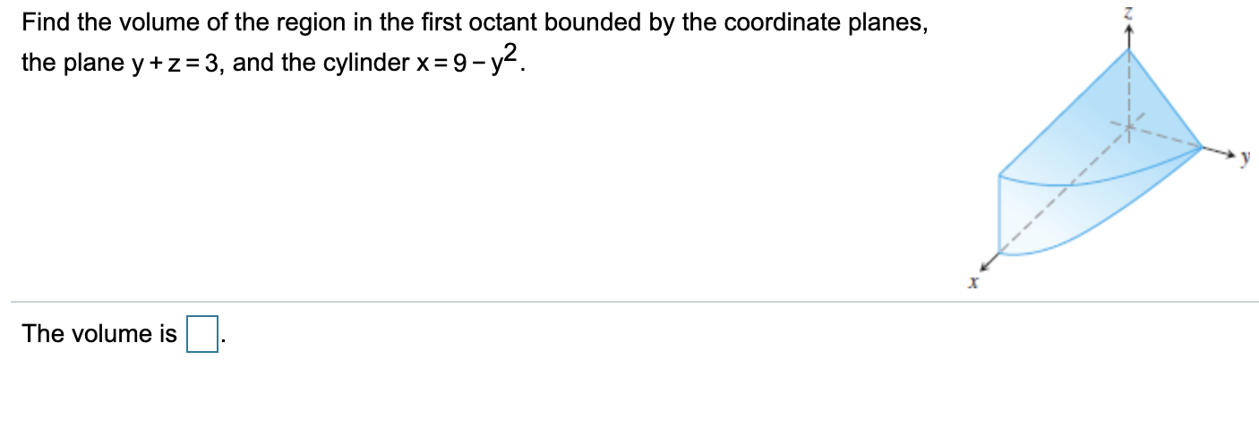 Solved Find the volume of the region in the first octant | Chegg.com