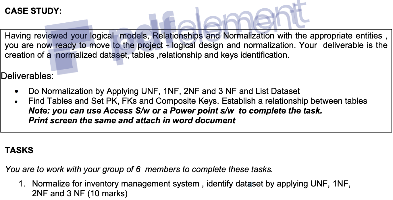 Solved CASE STUDY: Having reviewed your logical models, | Chegg.com