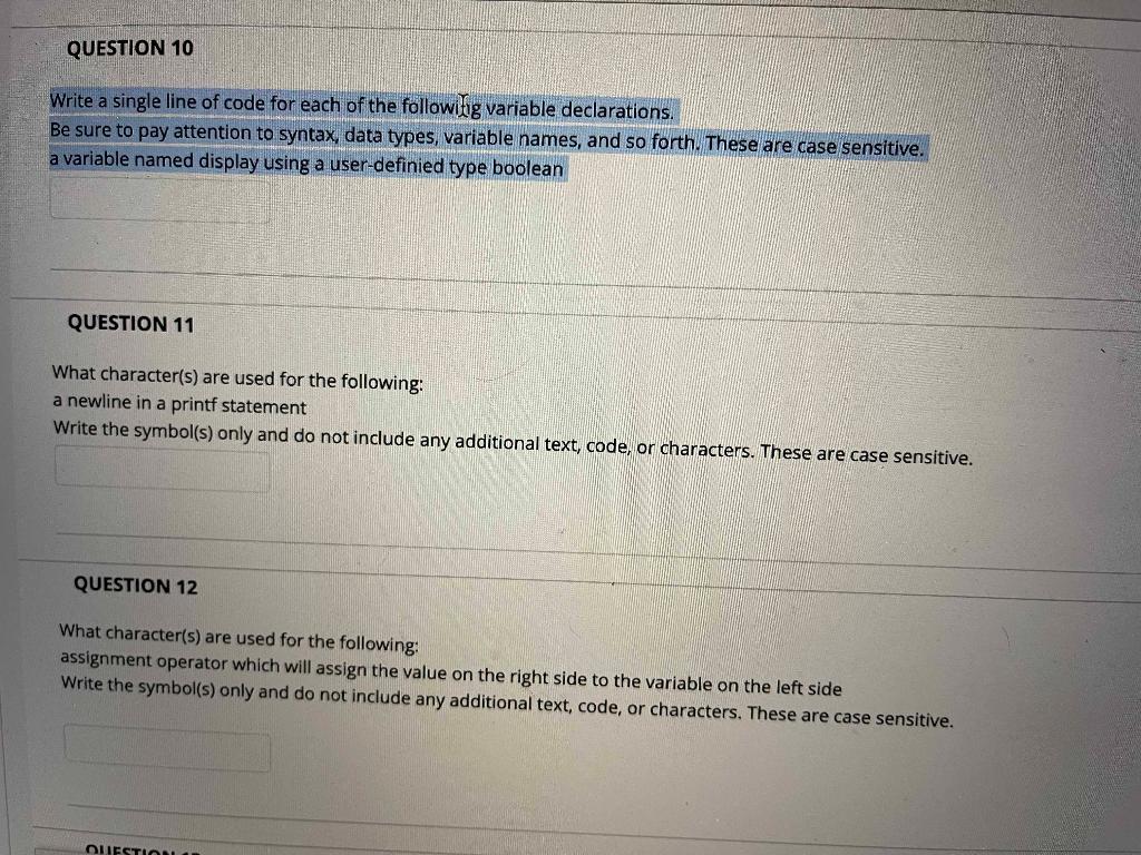 Solved Question 10 Write A Single Line Of Code For Each Of 