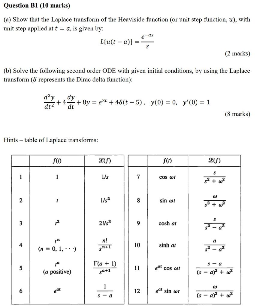 Solved Question B1 (10 marks) (a) Show that the Laplace | Chegg.com