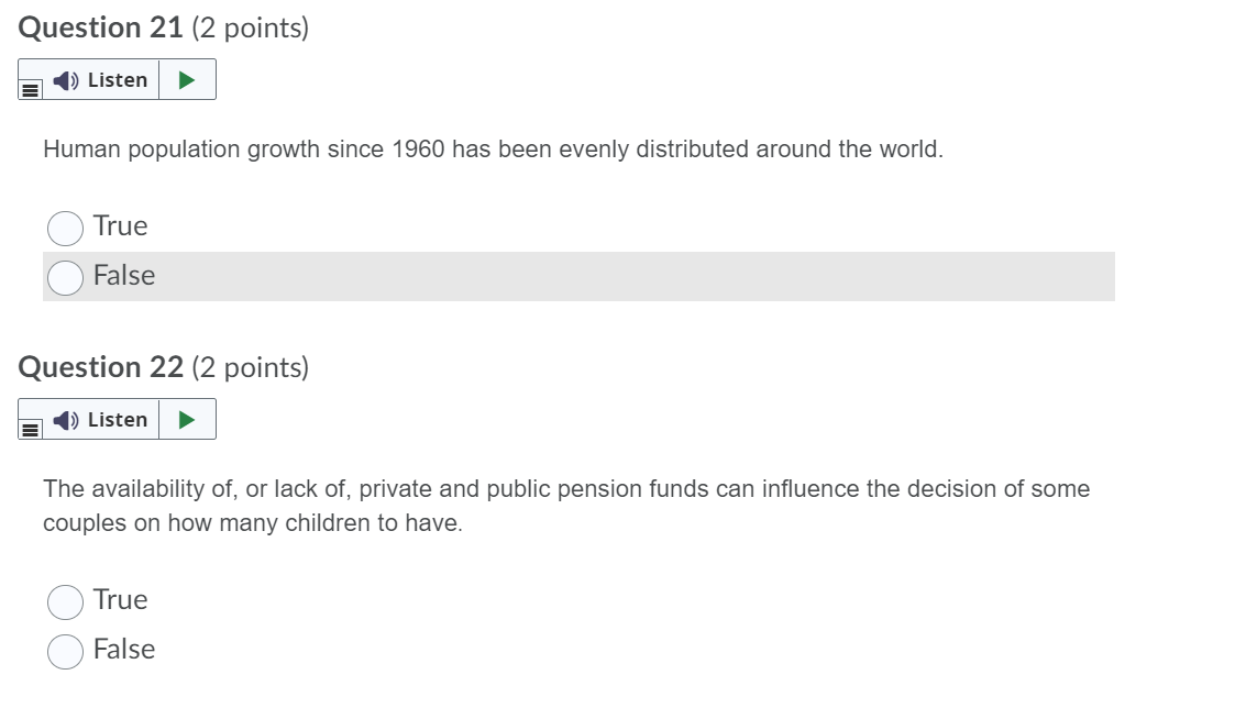 Solved Question 21 (2 points) Listen Human population growth | Chegg.com