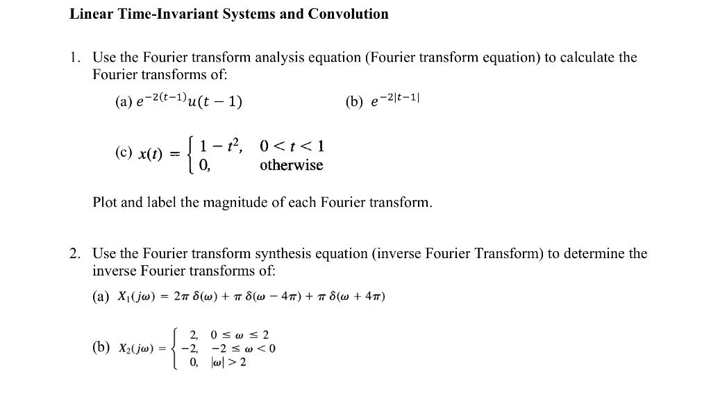 Solved Linear Time Invariant Systems And Convolution 1 Use