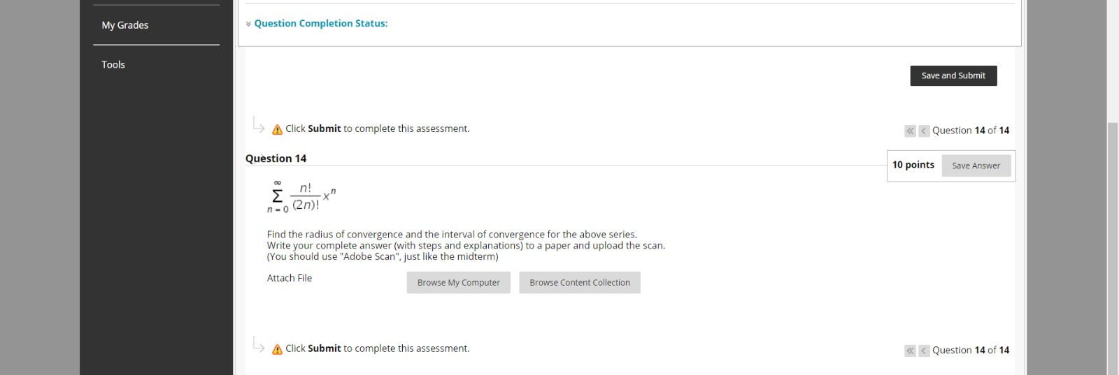 Solved My Grades * Question Completion Status: Tools Save | Chegg.com