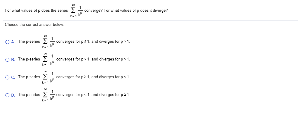 Solved For what values of p does the series converge? For | Chegg.com