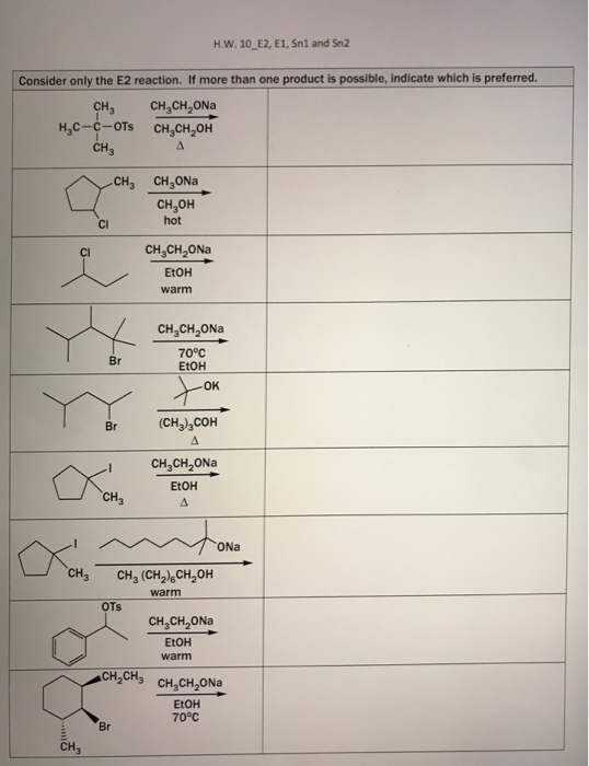 Solved н.w. 10,E2, E1, Sn1 and Sn2 Consider only the E2 | Chegg.com