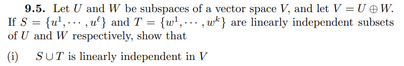 Solved 9.5. Let U and W be subspaces of a vector space V, | Chegg.com