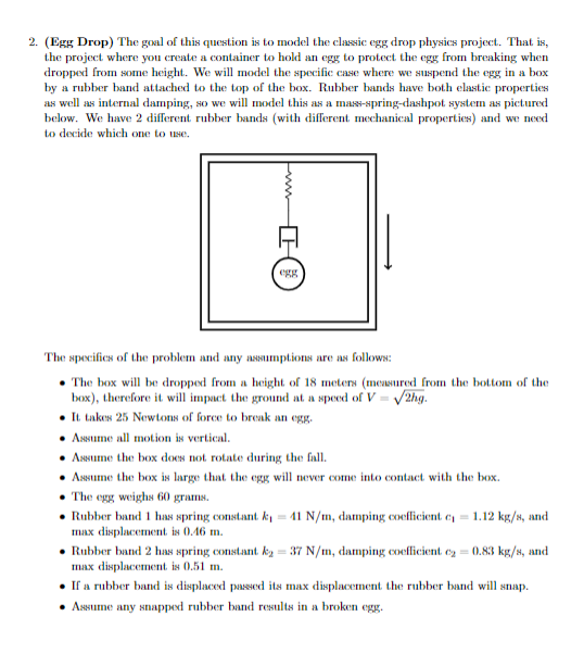 Solved 2. (Egg Drop) The goal of this question is to model | Chegg.com