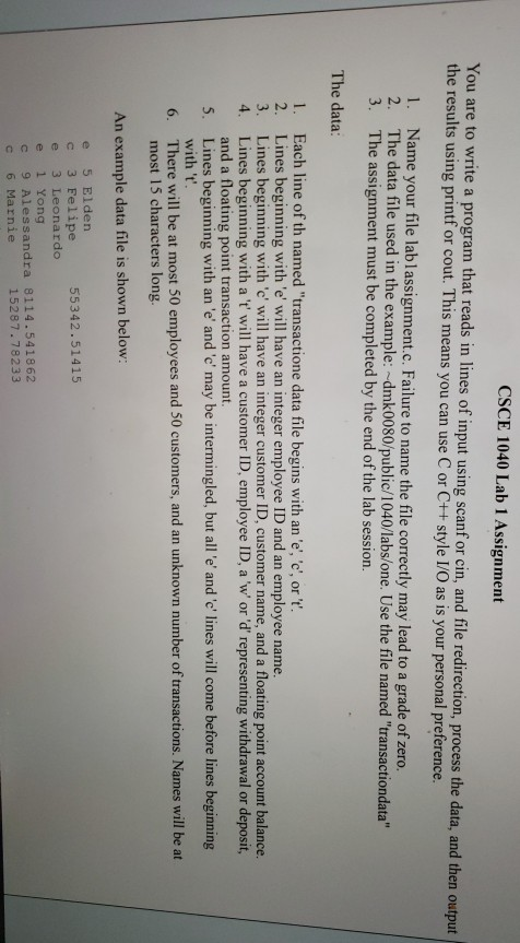 CSCE 1040 Lab 1 Assignment You are to write a program | Chegg.com