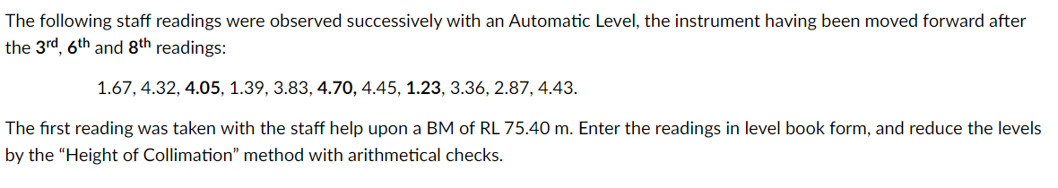 Solved The following staff readings were observed | Chegg.com