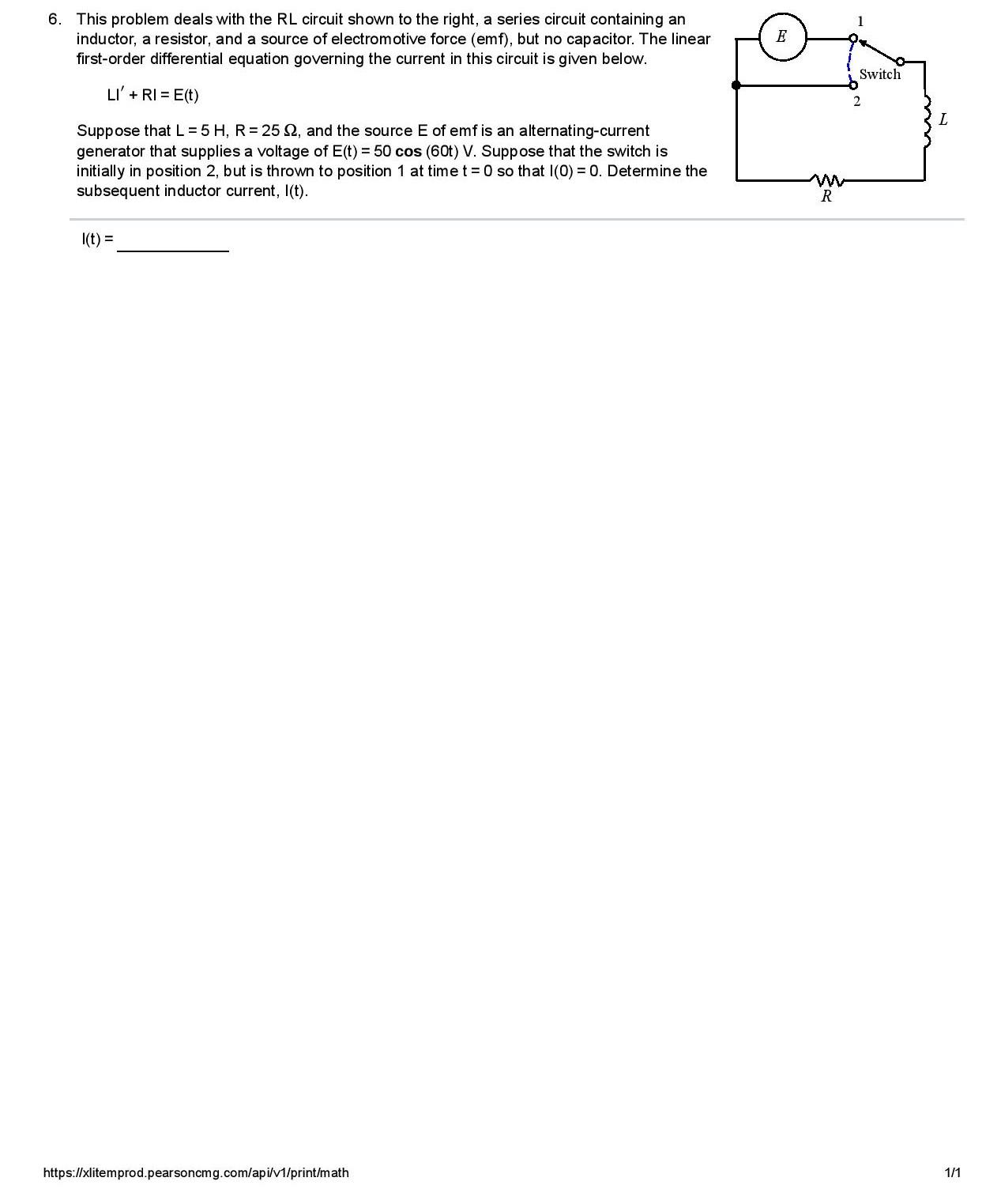 Solved 6. This problem deals with the RL circuit shown to | Chegg.com