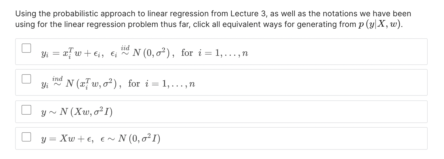 Solved Using the probabilistic approach to linear regression | Chegg.com