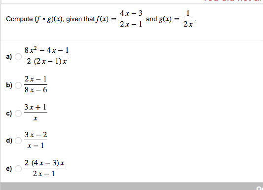 Solved 4x-3 Compute(f ° g)(x), given thatf(x) = and g(x) = 2 | Chegg.com
