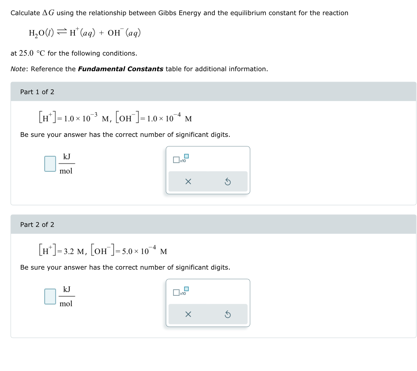 Solved Calculate ΔG ﻿using the relationship between Gibbs | Chegg.com